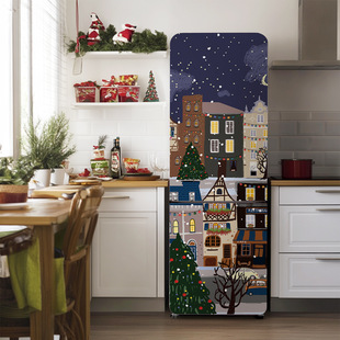 Funlife亚马逊新品城市夜景门贴电梯玄关家居装饰防水冰箱贴RM163-阿里巴巴