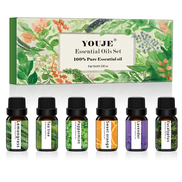 精油套装- 6种顶级香薰精油礼品套装，6包，10ml（薄荷，茶树，薰-阿里巴巴