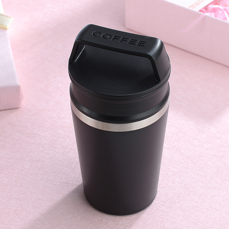 手提咖啡杯304不锈钢双层真空隔热保温杯户外运动旅行水杯320ml-阿里巴巴