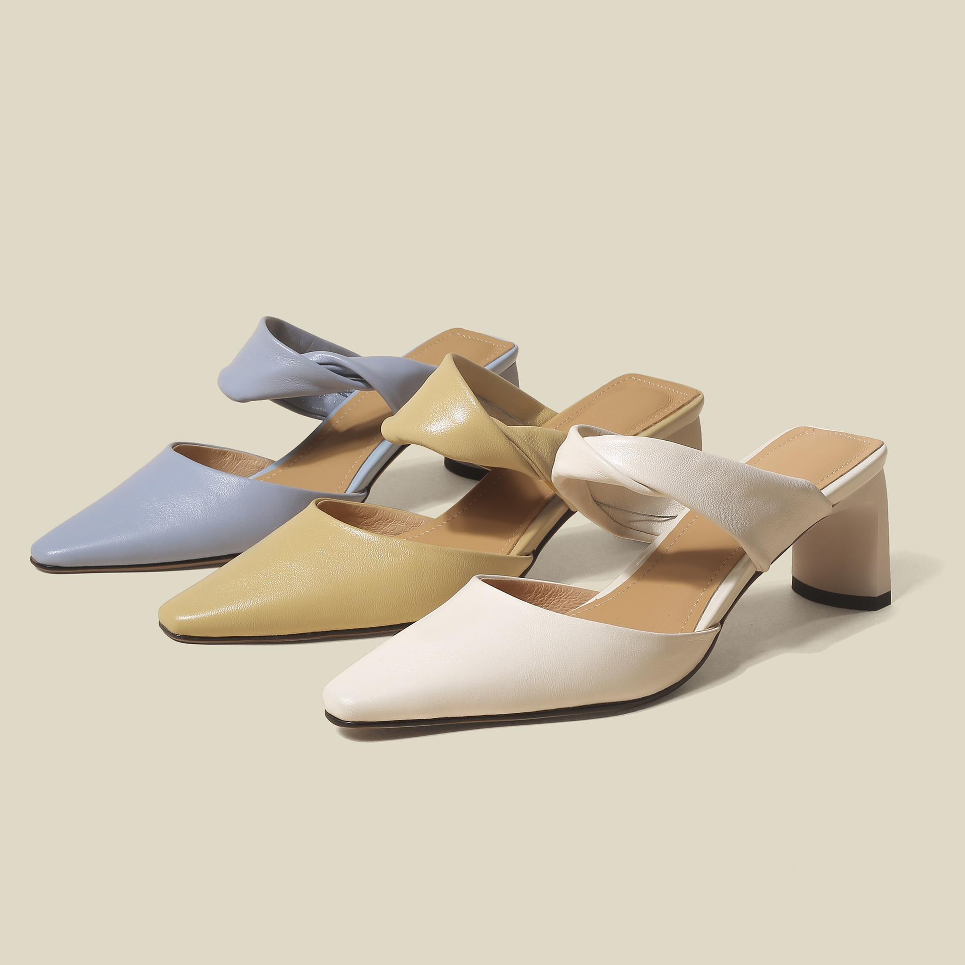 CHIKO Astrid Square Toe Chunky Heels Clogs/Mules Shoes