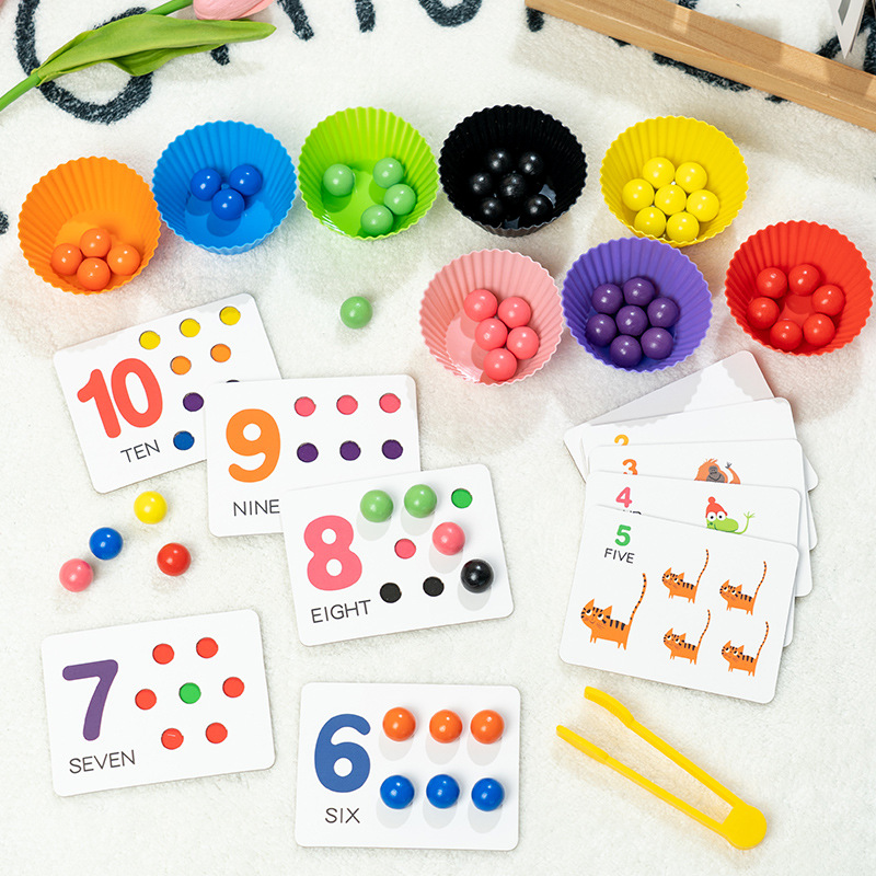 Children's wooden digital cognitive beads, smart toy for kindergarten ...