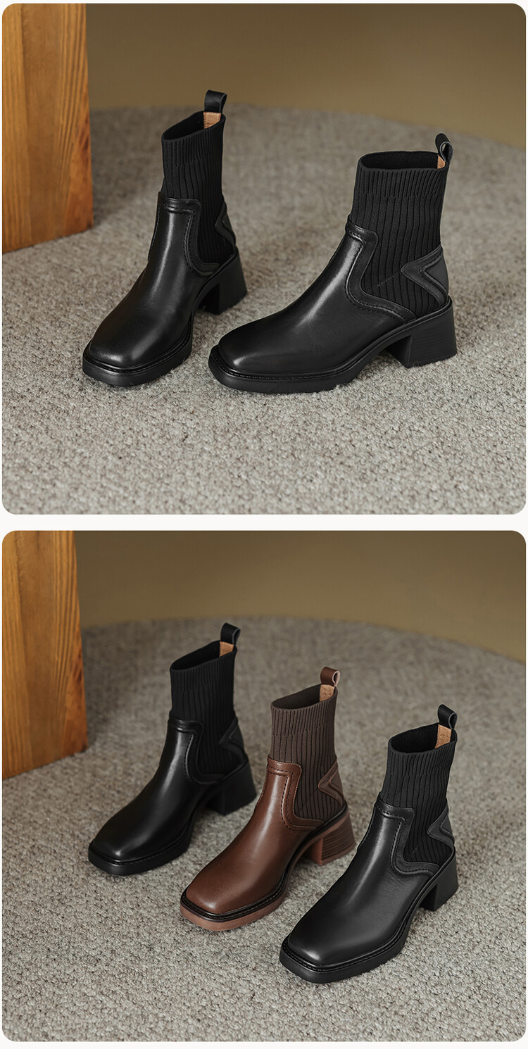 CHIKO Charlotte Square Toe Block Heels Ankle Boots