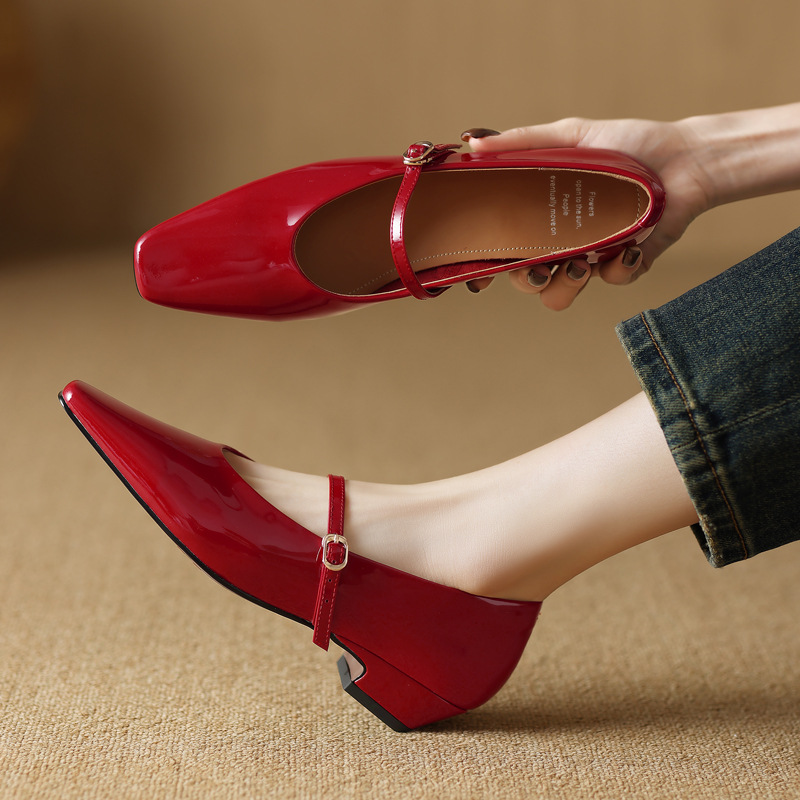 CHIKO Brienna Square Toe Block Heels Mary Jane Shoes