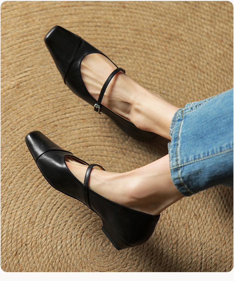 CHIKO Berne Square Toe Block Heels Mary Jane Shoes