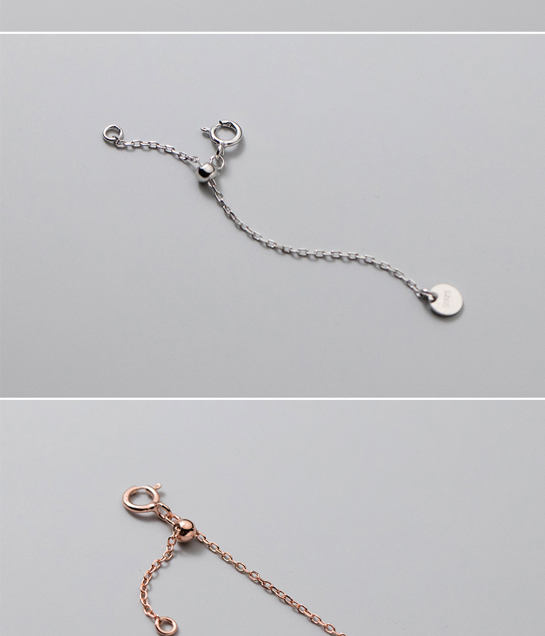 S925银电镀带硅胶十字链尾链手串半成品延长链 饰品配件批发Q0528-阿里巴巴