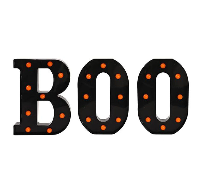 Illuminated BOO logo亚马逊新品万圣节厨房壁炉发光BOO标志装饰-阿里巴巴
