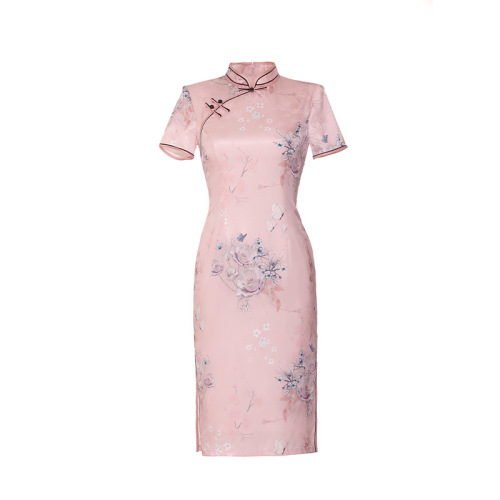 Pink robe Chinese Dresses retro cheongsam temperament elegant cultivate ...