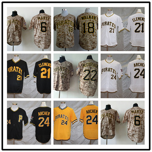 匹兹堡海盗队Pirates 21#Clemente 24#球迷精英版棒球服宽松T恤男-阿里巴巴