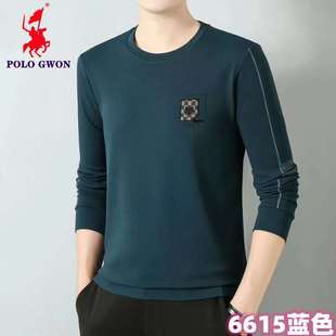 POLO GWON保罗春秋季男士时尚圆领卫衣落肩宽松百搭休闲打底衫-阿里巴巴