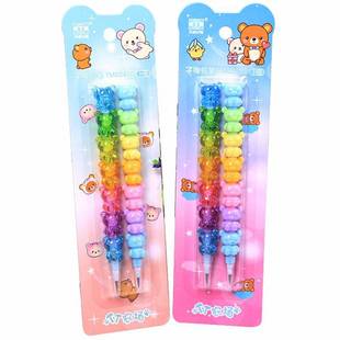 2Pcs/set Cute Bear Colorful Non-sharpening Pencils Student-阿里巴巴