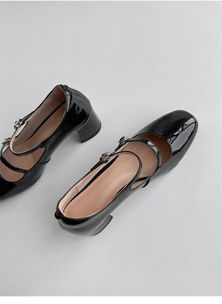CHIKO Maxine Square Toe Block Heels Mary Jane Shoes