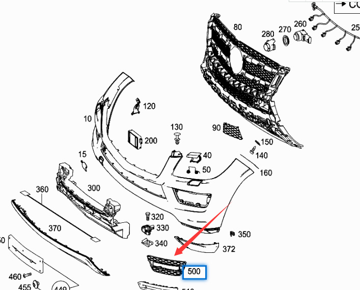 1668844422/1668843722 适用于奔驰w166 GL前杠雾灯风网-阿里巴巴