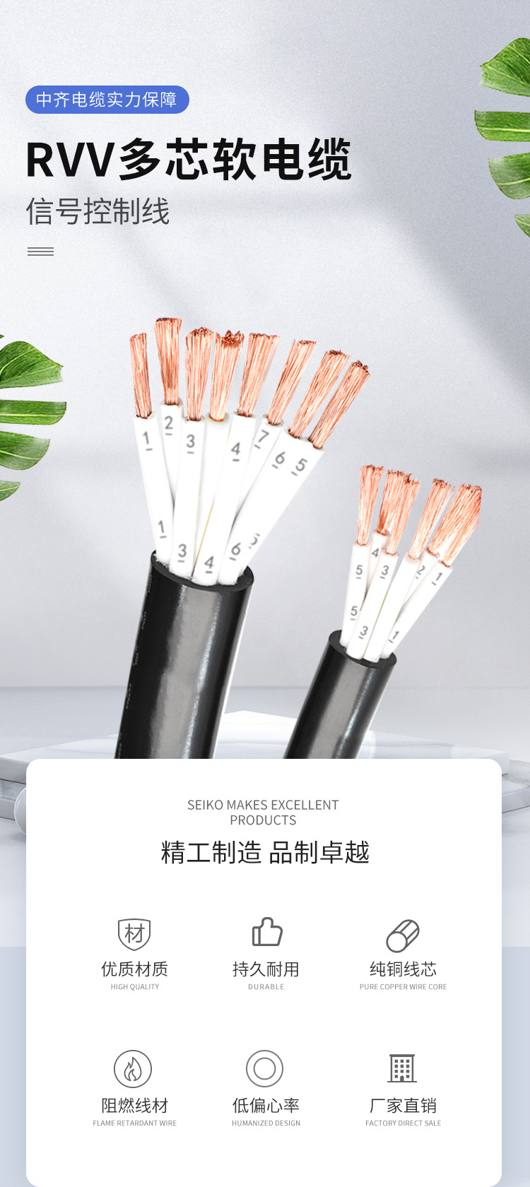 中齐电缆 屏蔽控制电缆 KVVR KVVRP 2-37芯 0.5 0.75平-阿里巴巴