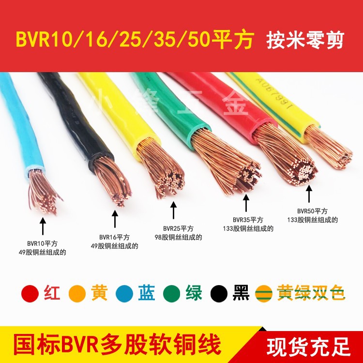 国标双色接地线10/16/25/35/50平方黄绿双色接地线BVR多股软铜线-阿里巴巴