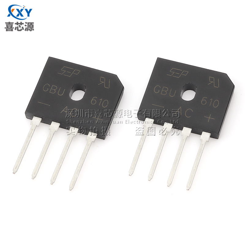 全新现货 GBU610 6A 1000V直插整流桥 硅桥GBU封装DIP4 桥堆 扁桥-阿里巴巴
