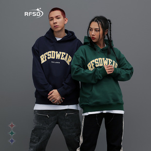 RFSD男装|2023秋冬新品潮牌贴布绣卫衣380g加绒宽松连帽卫衣男女-阿里巴巴