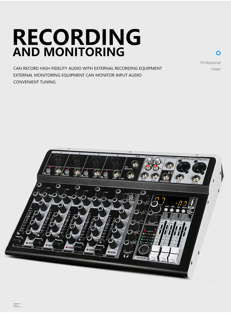 Aibedo KP6专业6路调音台DSP效果直播手机声卡电脑录音舞台演出-阿里巴巴