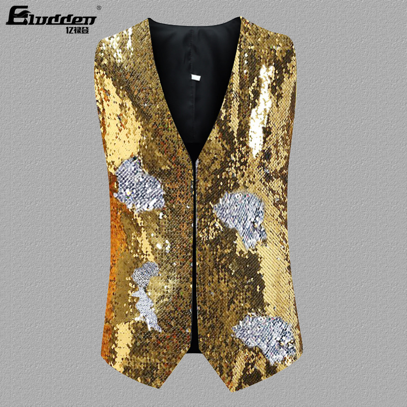 men's jazz dance sequined vest host singers go go dancers waistcoats ...