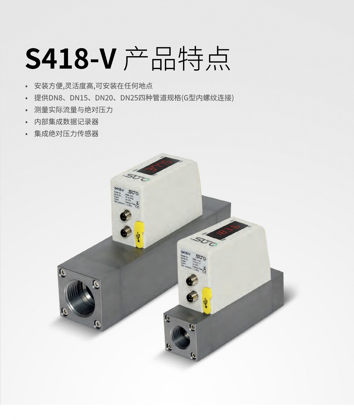 S418-V 管道式 DN8 DN15 DN20 DN25 负压 真空流量计 SUTO-阿里巴巴