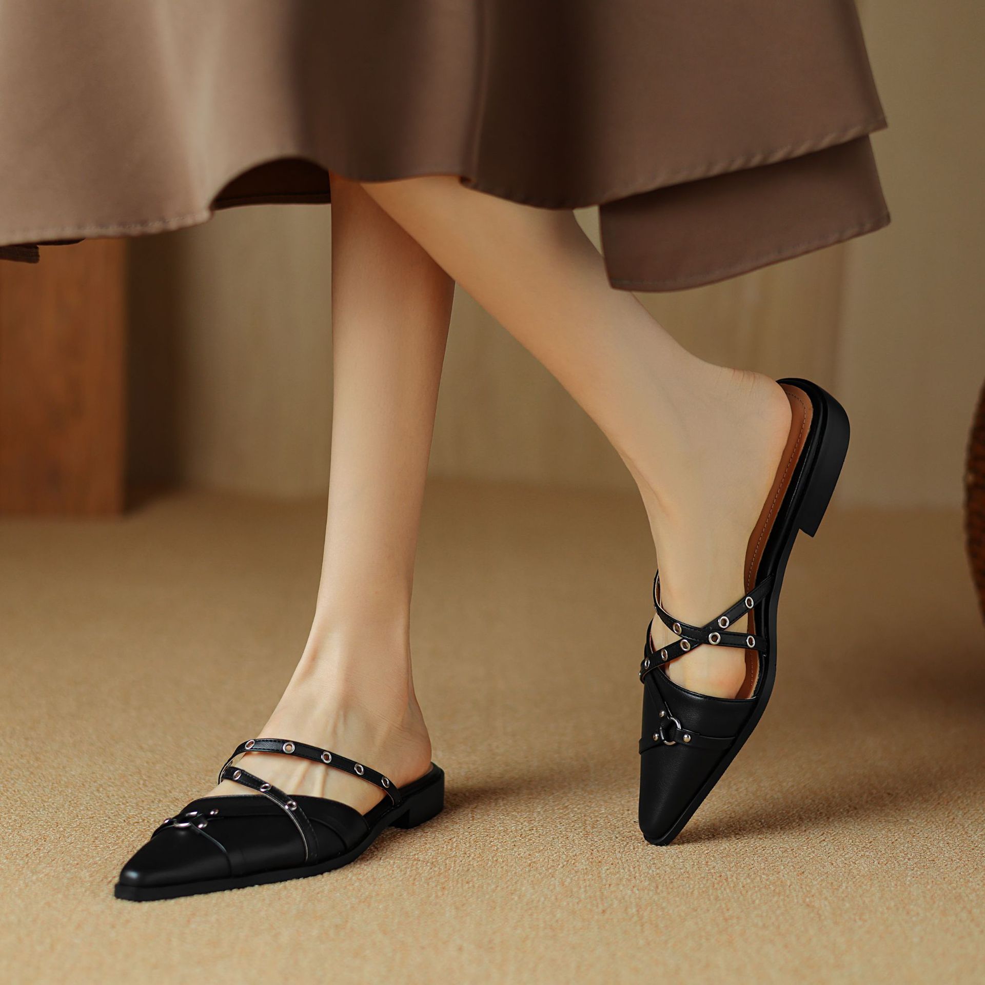 CHIKO Louisa Pointy Toe Block Heels Clogs/Mules Shoes