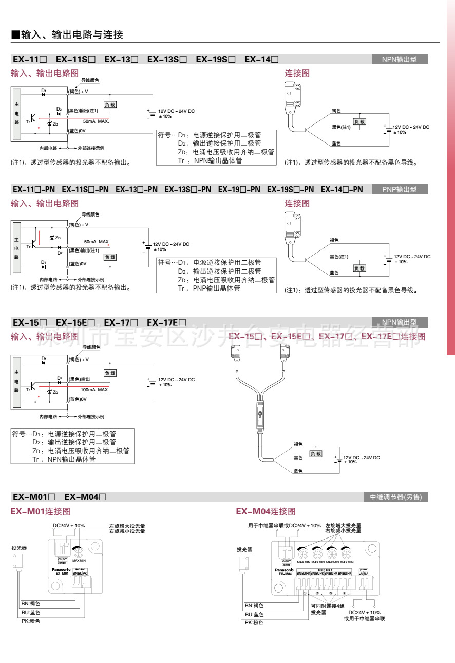 原装松下光电开关侧面EX-13EB对射传感器13EBD/EP感应50cm常开NPN-阿里巴巴