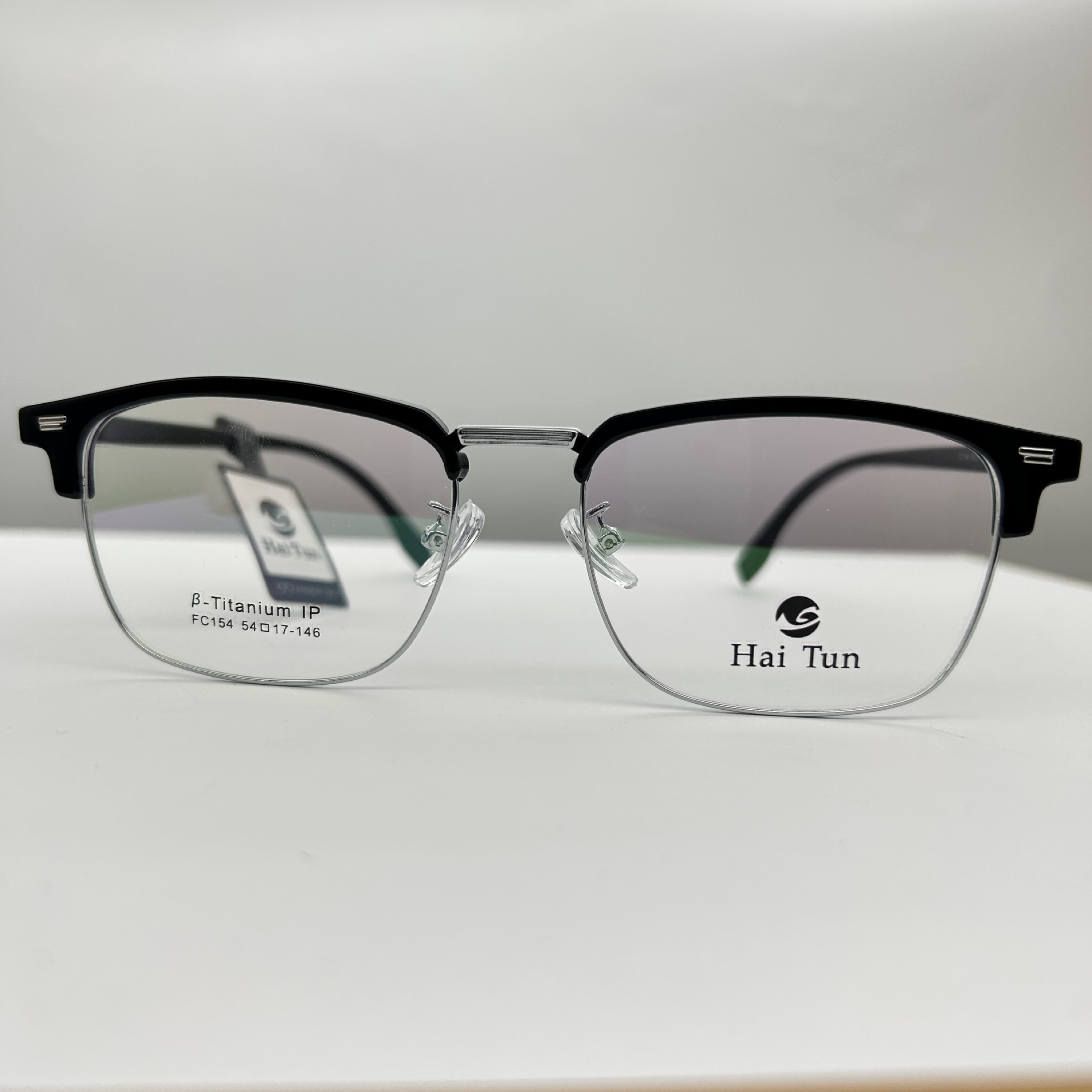 男商务近视眉毛架超轻近视方形眼镜框架复古纯钛夹圈眉线眼镜批发-阿里巴巴