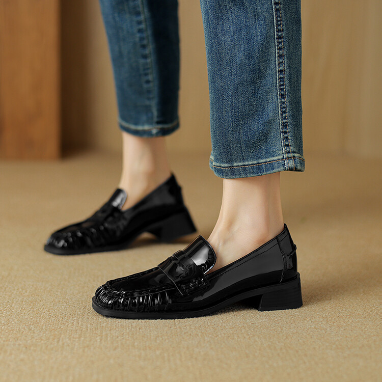 CHIKO Mara Square Toe Block Heels Loafers Shoes