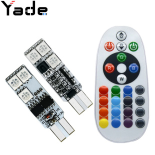 汽车LED T10 RGB 5050 6SMD七彩带遥控爆闪示宽灯 牌照灯 氛围灯-阿里巴巴