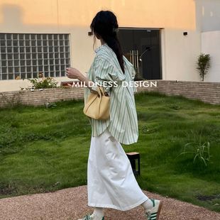 MILDNESS DESIGN E892# 2023秋季新款韩版简约宽松条纹纯棉衬衫女-阿里巴巴