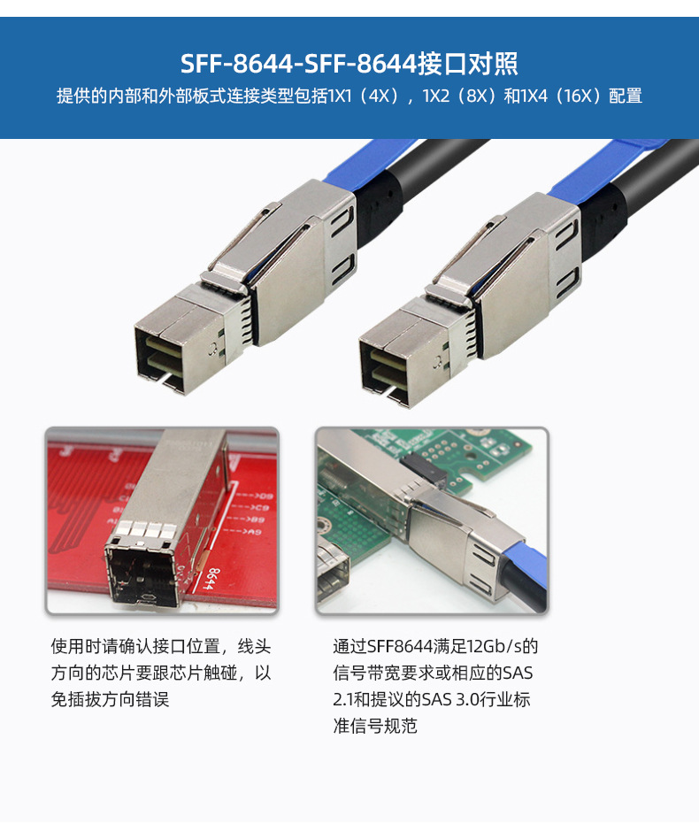 SFF8644转HD-8644 MiniSAS服务器线电脑机箱机柜外置数据线高速线-阿里巴巴