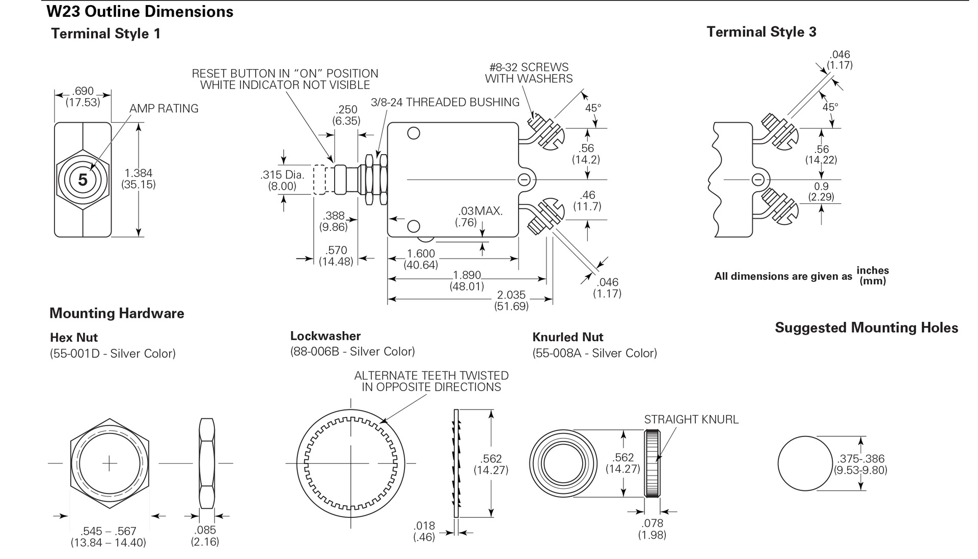 Tyco W23-X1A1G-10 10A 6-1393246-5 UL CSA航天设备用热控断路器-阿里巴巴