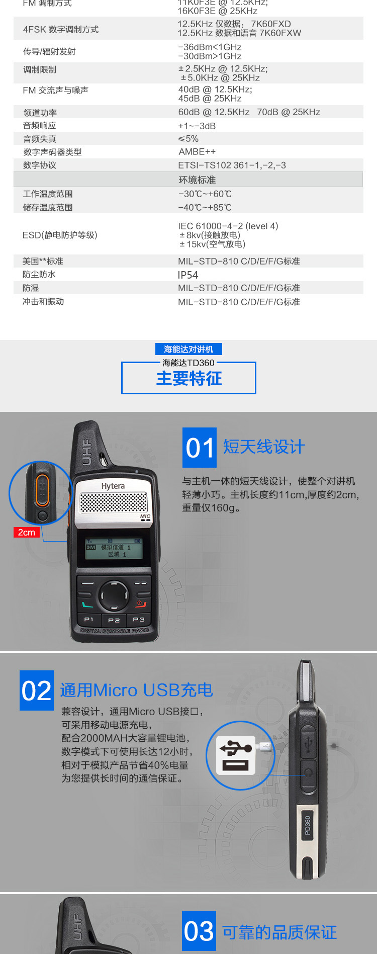 海能达（Hytera）TD360数字对讲机商用民用便携对讲电台-阿里巴巴
