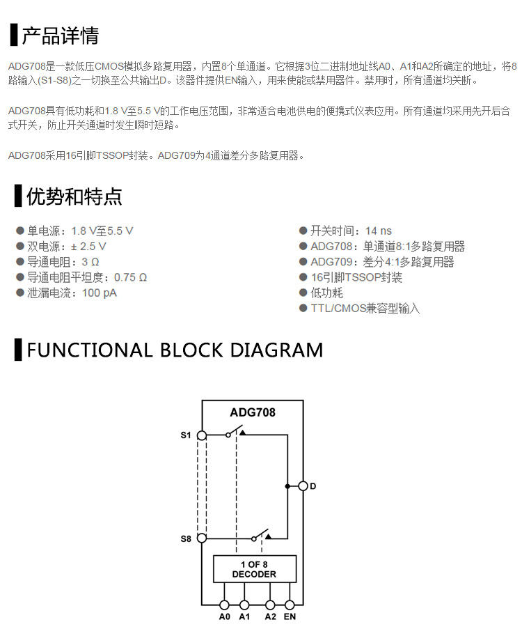原装正品 ADG708BRUZ-REEL7 TSSOP-16 8:1通道CMOS模拟多路复用器-阿里巴巴