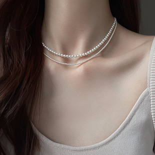S925银施家细3mm小米珠珍 珠项链女锁骨baby珠小珍 珠颈链学生女-阿里巴巴