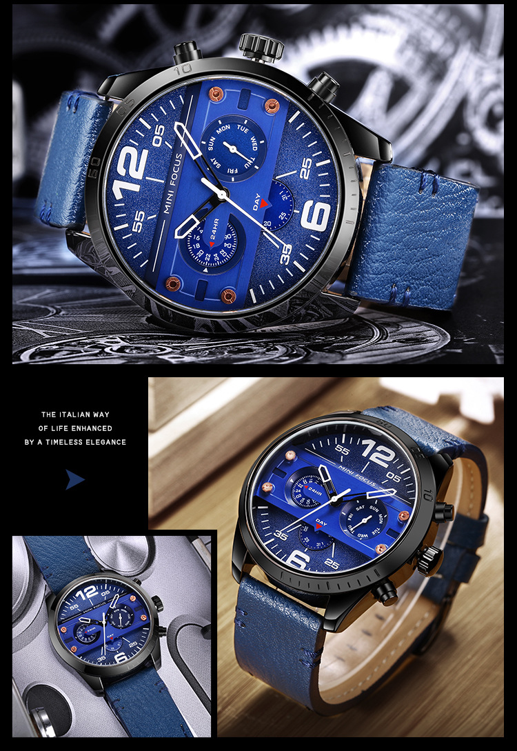 MINI FOCUS手表日本机芯多功能机械风潮流石英表防水男手表0068G-阿里巴巴