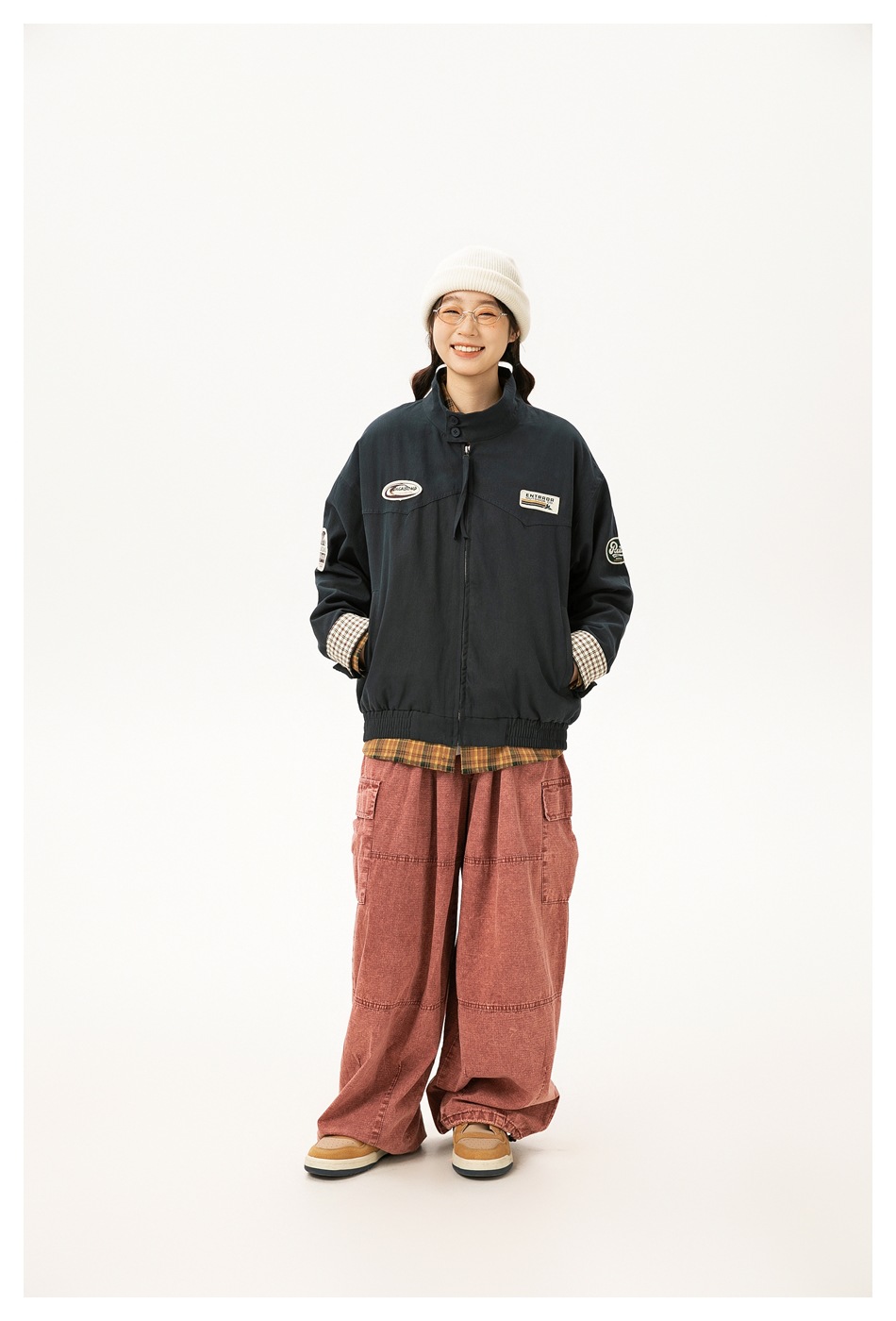 Orderliness日系复古徽章飞行夹克外套男女宽松痞帅立领上衣JK606-阿里巴巴