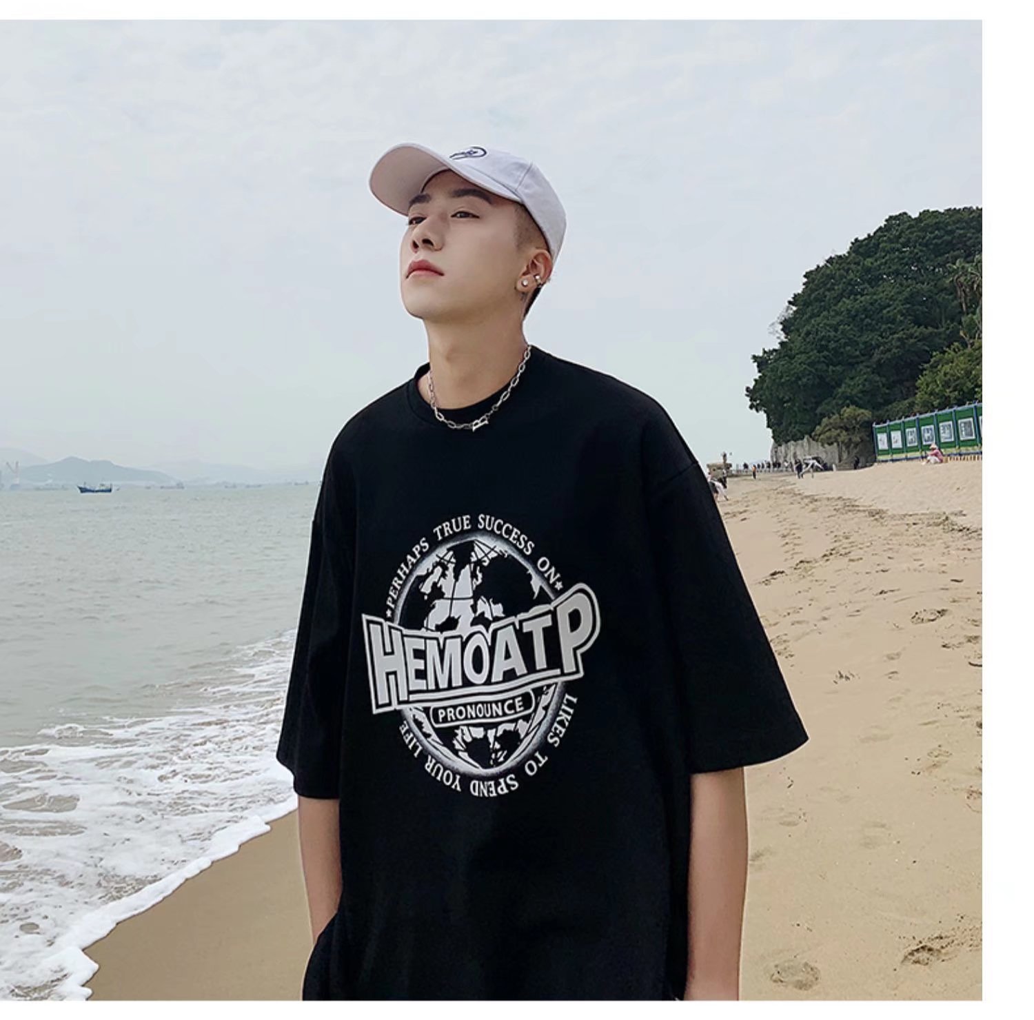 260g重磅纯棉短袖t恤男夏季港风ins潮牌百搭宽松大码半截袖打底衫-阿里巴巴