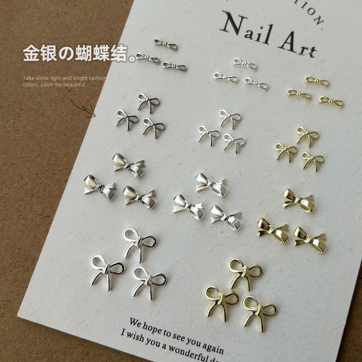 義烏ネイルinsミニ銀色指先リボン蝶ネクタイアクセサリー爪合金diyアクセサリー | オリジナル&ハンドメイド | 7sGood通販