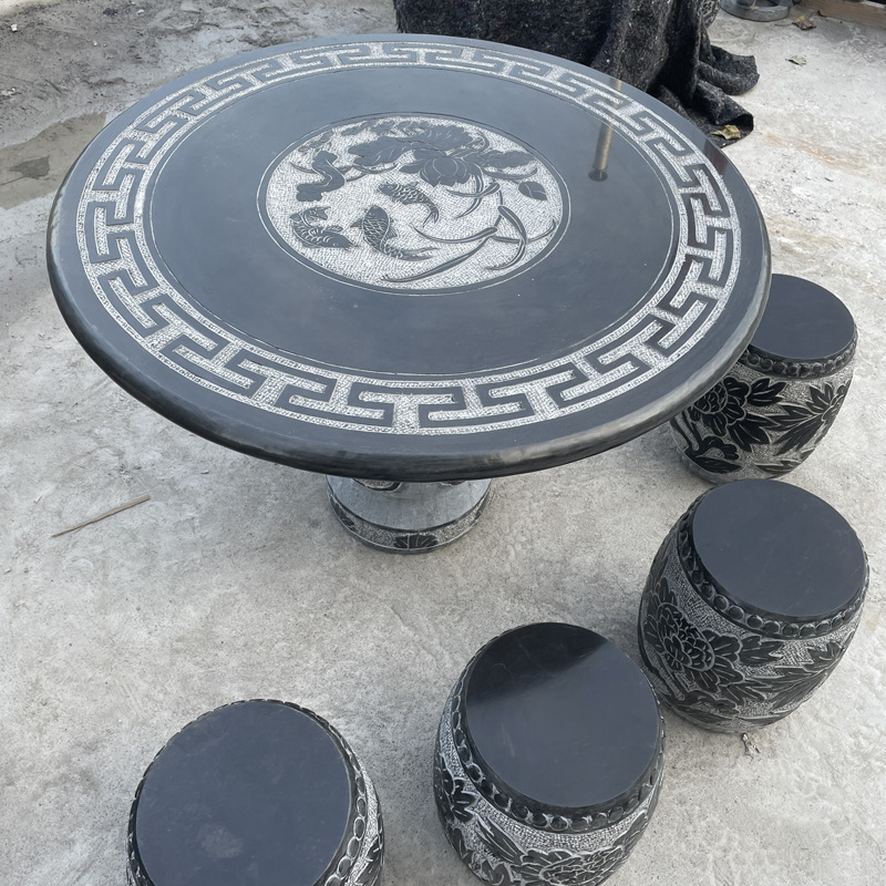 石桌石凳庭院一套别墅摆件自建房石桌子石雕大理石花岗岩天然石-阿里巴巴