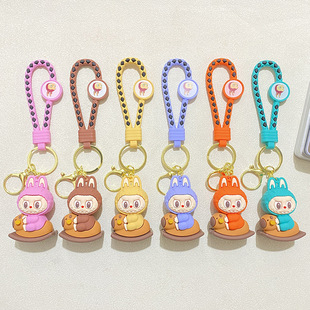 摇摇木马拉布布钥匙扣可爱立体公仔学生书包挂件创意labubu钥匙扣-阿里巴巴