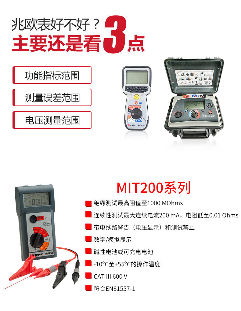 绝缘电阻测试仪MEGGER兆欧表MIT481/2数字摇表MIT420/2蓝牙连接-阿里巴巴