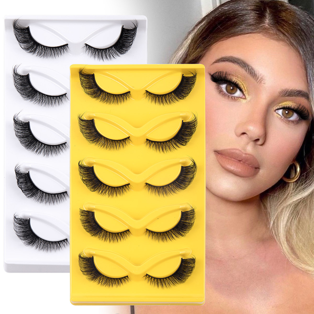 5 Pairs Of Fox Eye Fake Eyelashes, Natural Thick Eyelashes, Simulated ...