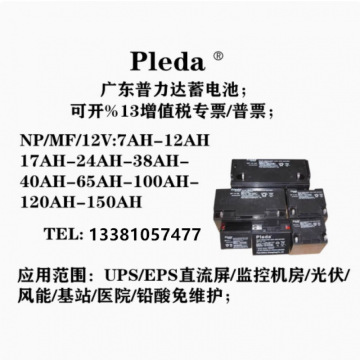 Pleda普力达蓄电池 MF/NP7AH/17AH/24AH/38AH/65AH/100AH UPS/EPS-阿里巴巴