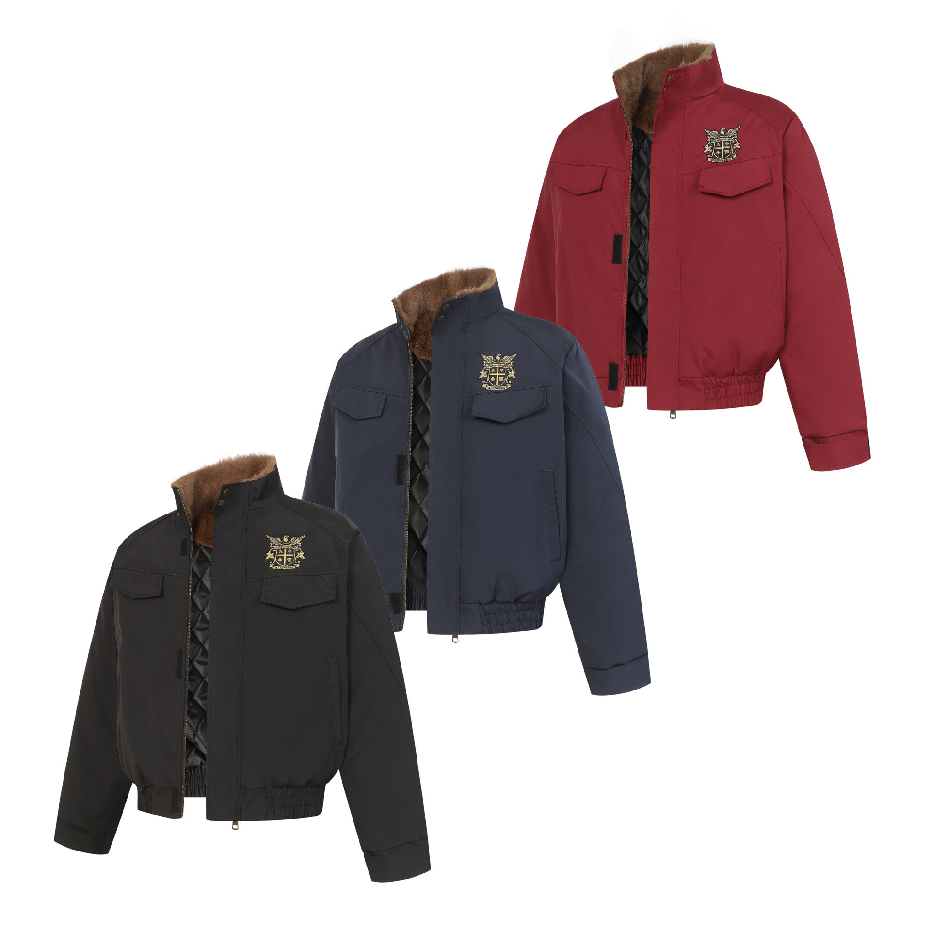 美式复古加绒座山雕棒球服男女刺绣翻领拉链冬季夹克加厚保暖外套-阿里巴巴