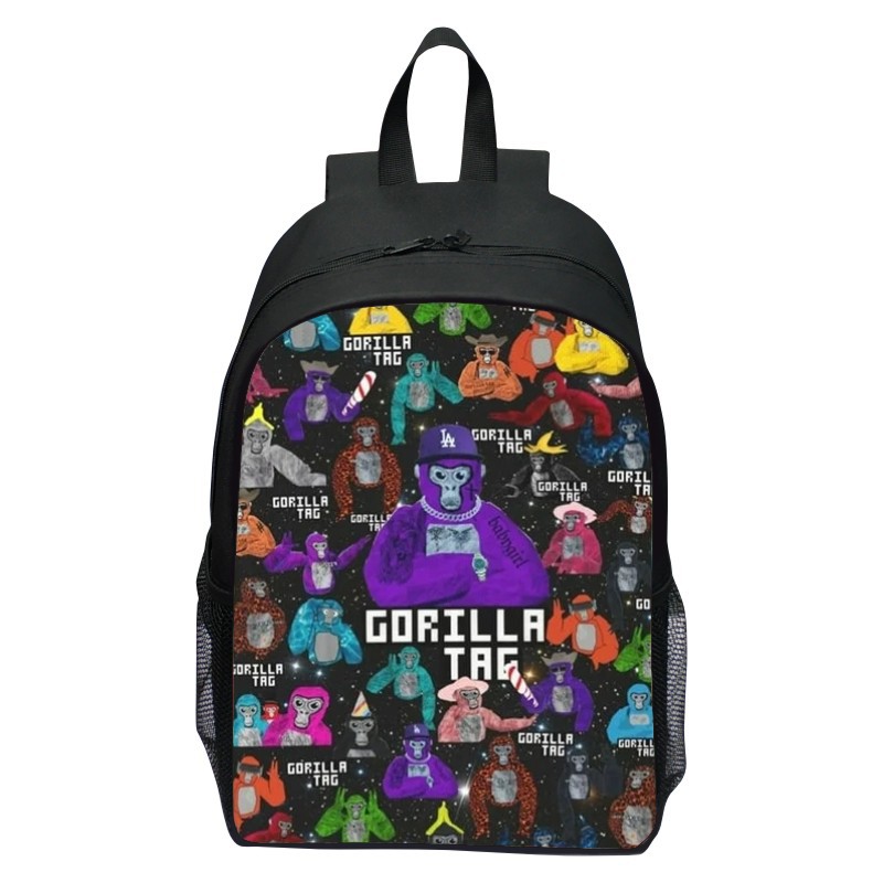 新款印花gorilla tag书包 大猩猩小学生卡通可爱双肩背包动物男女-阿里巴巴