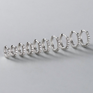 爱洛奇 s925银圆环个性耳扣韩版气质小清新镶钻排钻耳饰品M00398-阿里巴巴