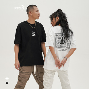 RFSD男装|创意绘画印花T恤2023春夏新品潮牌版型230g纯棉短袖男女-阿里巴巴
