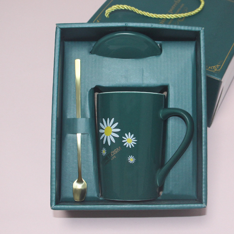 General merchandise ceramic cup office creative simple mug cup with lid ...