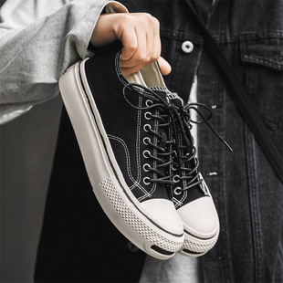 AFANTING新开口笑高密帆布鞋厚底增高流行日系低帮透气硫化鞋286-阿里巴巴