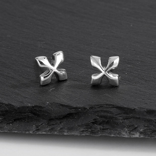 E1392 韩版宫廷S925通体纯银风车耳钉女染黑做旧复古十字架耳钉-阿里巴巴